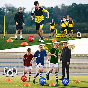 Soccer Training Equipment Kit Include 2 Soccer Balls 20 Soccer Cones and Drawstring Backpack Portable Training Aid Supplies Outdoor Agility Training Equipment for Youth Boys Girls(Novelty,Size 5)