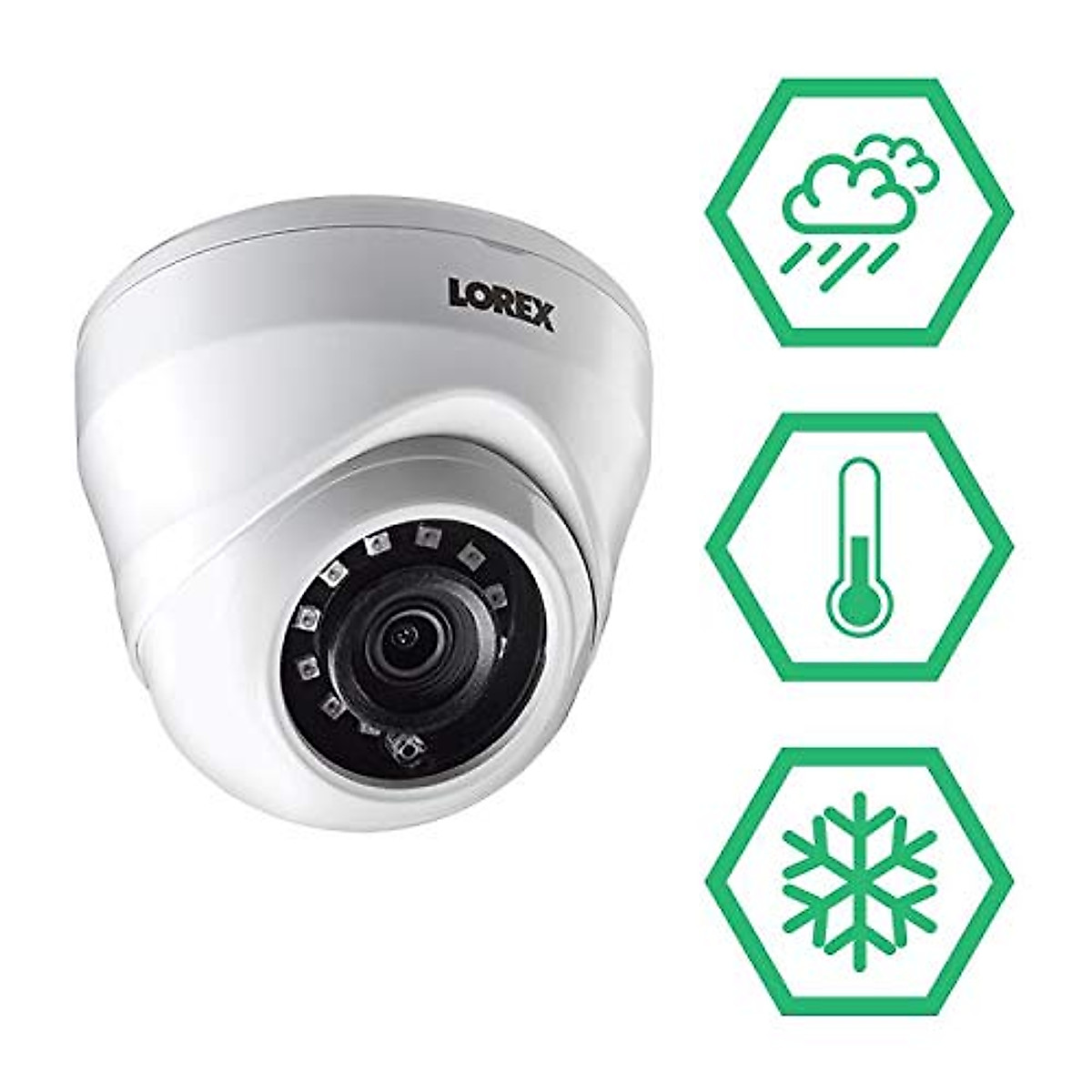 Lorex LAE221 Indoor/Outdoor 1080p HD Analog MPX Security Dome Camera, 3.6mm, 130ft IR Night Vision, Works with Lorex MPX DVR, Camera Only, White (4-Pack)
