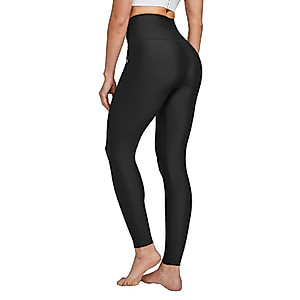 FitsT4 Sports Women's Swimming Leggings UPF 50+ High Waisted with Pockets Swim Pants Full Length Swimming Tights Sun Protective Black M