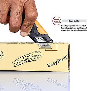 Modern Box Cutter, 3 blade depth setting, Squeeze Trigger and Edge Guides, Holster, Lanyard, Extra Blade - 1000 Orange