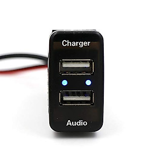 Dual Port USB Car Charger with Audio Socket USB Charging for Digital Cameras/Mobile Devices for Toyota