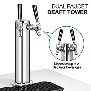 ICEJUNGLE Beer Tap Kegerator, Kegerators Beer Dispenser Beverage Beer Cooler Water Cooler Dispenser 5 Gallon, Full Size Keg,1/4 Keg,1/6 Keg