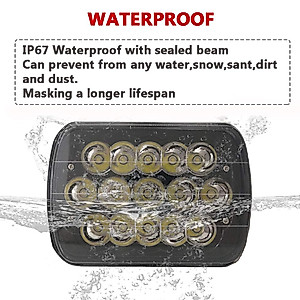 Black Pair 45w 7x6 5x7 Inch Headlights 6052 6054 H5054 H6054 Hi/Low Sealed Beam Replacement Compatible With Chevy Express Cargo Van 1500 2500 3500 Jeep Toyota Pickup Dodge Ford F250 E350