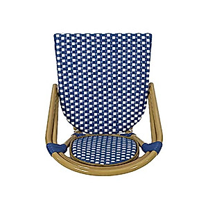 Christopher Knight Home Gwendolyn Outdoor French Bistro Chairs (Set of 4), Blue + White + Bamboo Print Finish