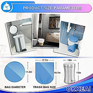 OKKEAI 3 Gallon Small Trash Bags 120 Counts White Garbage Bags Small Bathroom Trash Can Bags 10L Wastebasket Liners for Home Office Kitchen,White fit 10L -15 Can