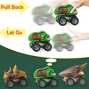 Dinosaur Toys for 3+ Year olds, Dinosaur Toy Truck for Kids 3-7 with Flashing Lights, Music, 13 in 1 Dinosaur Toys for Kids, 3 Pull Back Dinosaur Cars, 3 Dinosaur Toys and 1 Dinosaur Carrier Truck