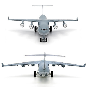 Diecast Metal Military Cargo Transport Airplane - 1:400 Scale Alloy Model Carrier Aircraft with Pullback Action, Lights and Sound