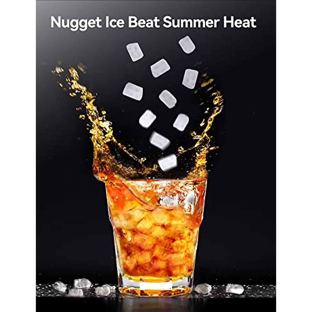 Thereye Countertop Nugget Ice Maker, Top-Loading Pebble Ice Maker Machine, 30lbs Per Day, 2 Ways Water Refill, Self-Cleaning, Stainless Steel Finish Ice Machine for Home Office Bar Party