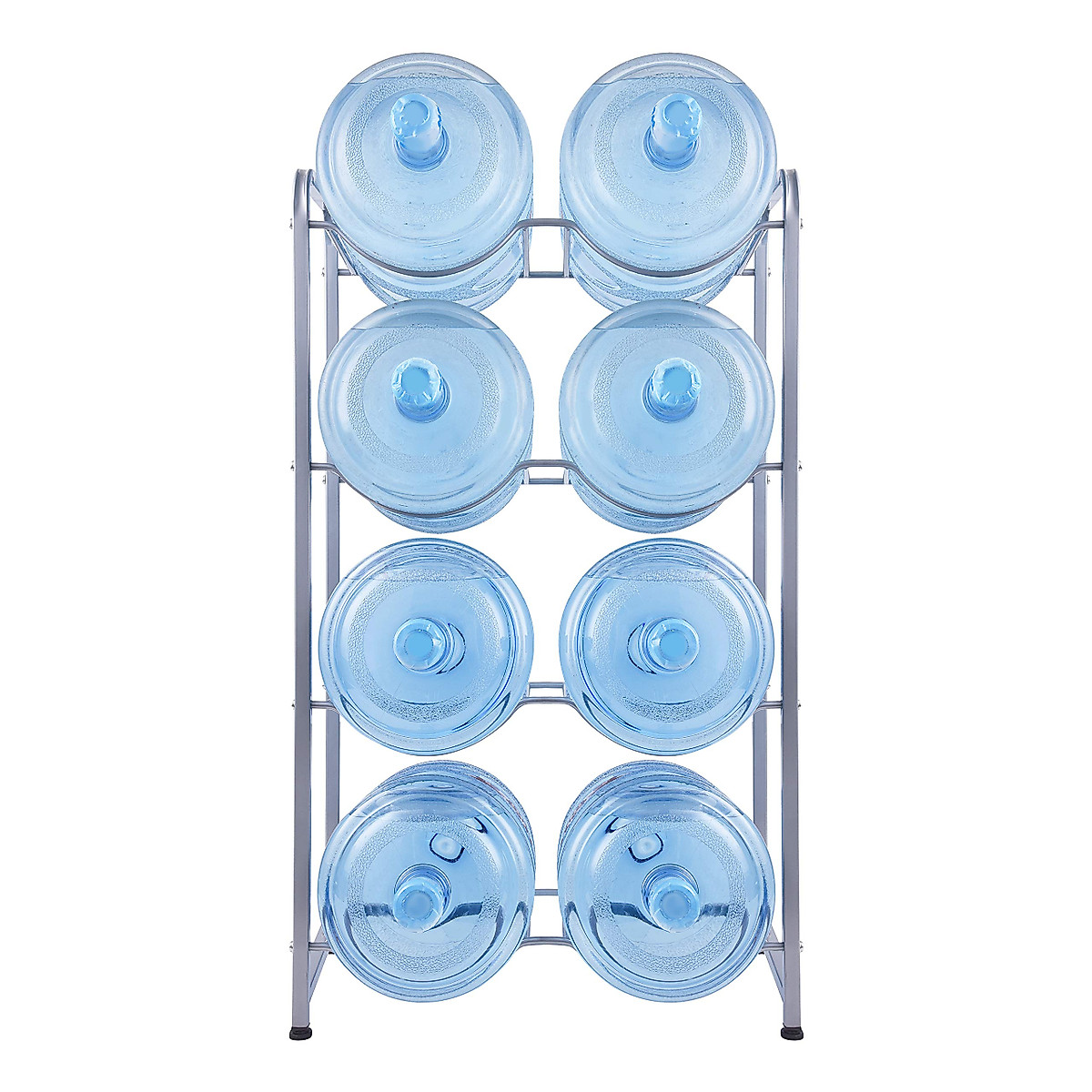 Ationgle 5 Gallon Water Cooler Jug Rack for 8 Bottles, 4-Tier Detachable Water Bottle Holder Heavy Duty Q235 Carbon Steel Water Jug Organizer with Floor Protection for Kitchen Office Home