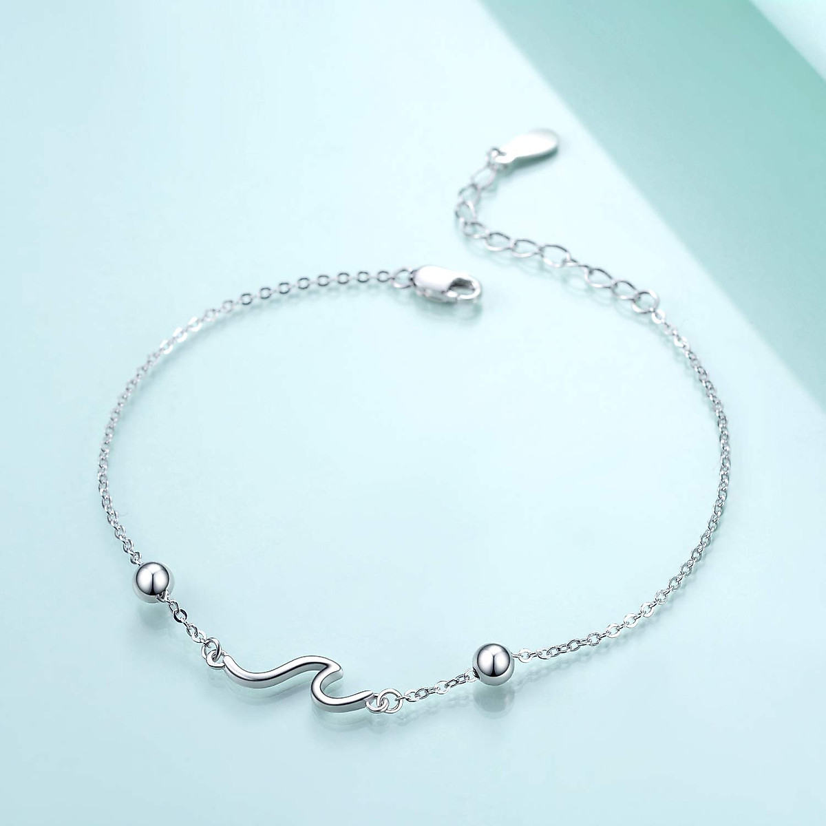 YFN Wave Bracelet 925 Sterling Silver Ocean Wave Bracelets Ocean Beach Bracelet for Women Jewelry Gifts