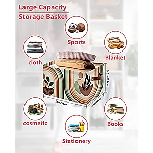 Storage Bins Cubes Waterproof Cloth Storage Basket, Modern Boho Foldable Storage Bags for Shelf Closet Clothes Storage Organizers with Handles Abstract Floral Nordic Rainbow 2PCS