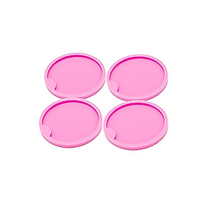 AMZTOART 4 Pc 3in Car Coaster Silicone Resin Mold for Cup Mats Round Tray Epoxy Molds Jewelry Keychain Pendant Casting Moulds DIY Handicrafts Home Decor (7.5 cm Diameter) (DY0324*4)