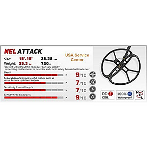 NEL Attack 15 x 15 DD Search Coil for Garrett at Gold
