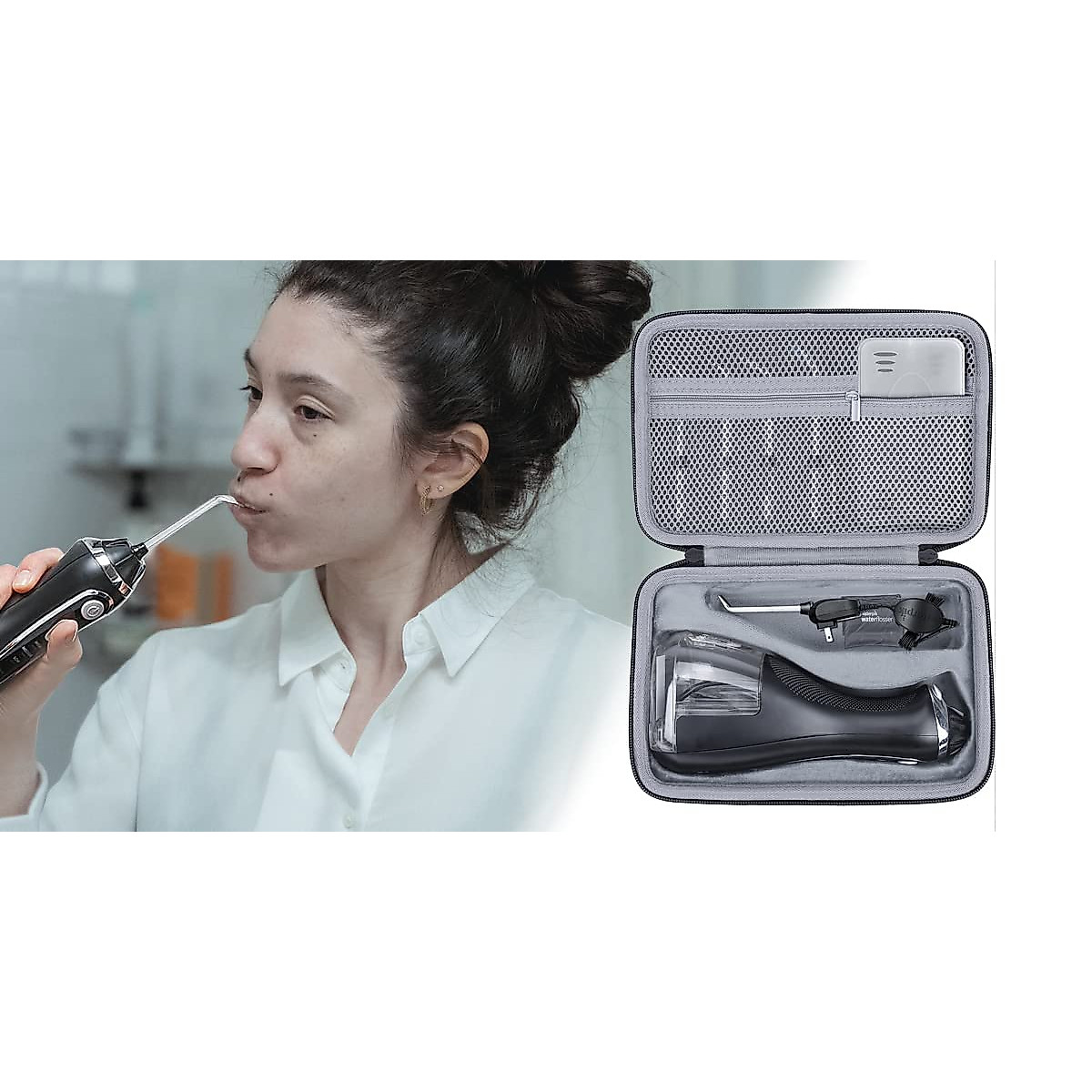 co2CREA Hard Case Replacement for Waterpik Cordless Advanced Water Flosser WP-580 WP-582 WP-583 WP-587 (Black Case)