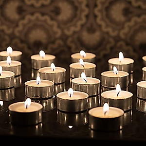 Pomp Glow Tealights (50 Pack) | White Unscented Decorative Tea Light Candles That Will Light Up Your Home, Wedding, Dinner & Any Special Occasion | Long Lasting, Smokeless, Mess Free Candles