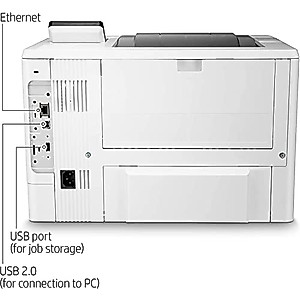 HP Laserjet Enterprise M507n Print Only Wired Monochrome Laser Printer, White - 2.7" LCD, 45 ppm, 1200 x 1200 dpi, 1.5GB Memory, 650 Sheets Input, USB 2.0 Ethernet Connectivity, Cbmou Printer Cable