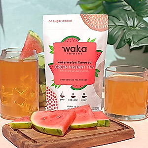 Waka Quality Instant Tea — No Sugar Added & Unsweetened Watermelon Flavored Green Tea Powder — 100% Tea Leaves — 4.5 oz Bulk Bag