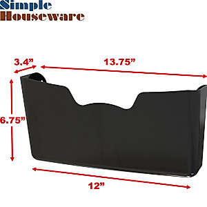 3 Pack - Simple Houseware Plastic Single Pocket Wall Mount File Holder, Black