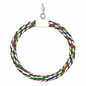 SONGBIRDTH Parrot Chew Toys - Pet Bird Parrot Cotton Rope Circle Ring Stand Hanging Swing Cage Chew Play Toy for Medium and Small Parrot 15cm
