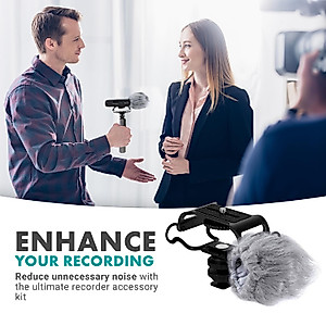 Movo AEK-Z4 Handy Portable Recorder Accessory Kit with Mic Grip, Shock Mount, and Deadcat Windscreen for Zoom H1n, H2n, H4n, H5, H6, DR-40X, DR-05X, DR-07X, DR-22WL, DR100MKIII