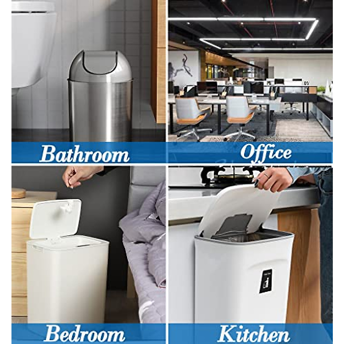 8 Gallon MULTI trash can liners 300 counts,Small trash bags garbage Bags, Strong 8 Gal garbage Bags, Fit 30 liters trash Bin, bathroom trash can liners for Home Pink Green Purple(Multi 300)