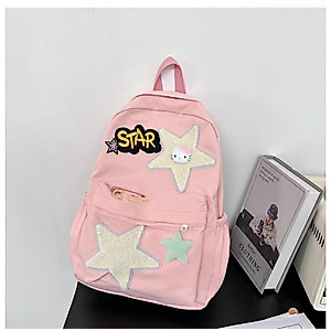 Cute Backpack for Women Men, Kawaii Y2K Grunge Trendy Harajuku Hiking Travel Backpack Aesthetic Daypack Chic Backpack (pink)