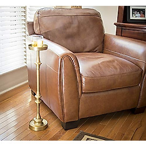 NewRidge Home Goods Dapper Glam 6in. Round Martini, Set of 2, for Small Spaces and Living Room End, Side, Drink Table, 5.74" Lx5.74 Dx25.99 H, Brass