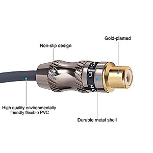Devinal RCA/Phono Splitter Cable RCA Female to Dual Male Gold Plated Adapter, Stereo Audio Y-Cable Heavy Duty (1 Female to 2 Male) 10"(25 cm)