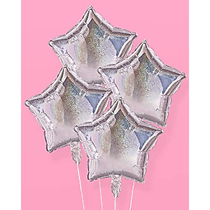 xo, Fetti Iridescent Star Foil Balloon Pack - 4 pack | Birthday Party Supplies, Space Party Decorations, Last Disco, Bday Balloon Arch