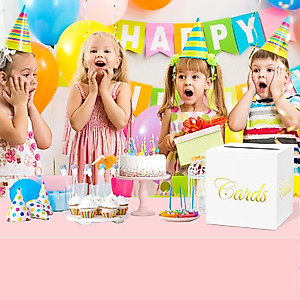 White Card Box for Party, 8.7" Cards Gold Foil Design Gift Cards Receiving Box Holder for Wedding, Bridal Shower, Graduation, Birthday, Retirement, Baby Shower, Anniversaries Party Decorations