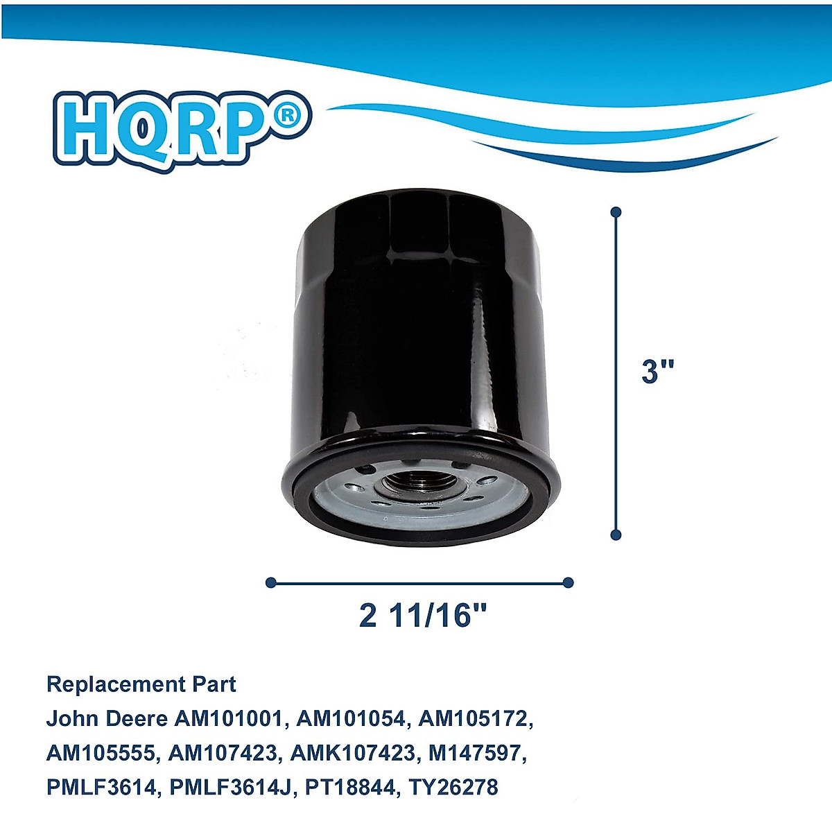 HQRP Oil Filter compatible with John Deere 112L, LX172, LX176 Lawn Tractors (with Kawasaki engines); F510, Z925A, Z930A, Z950A, Z960A, Z970A ZTrak Mowers