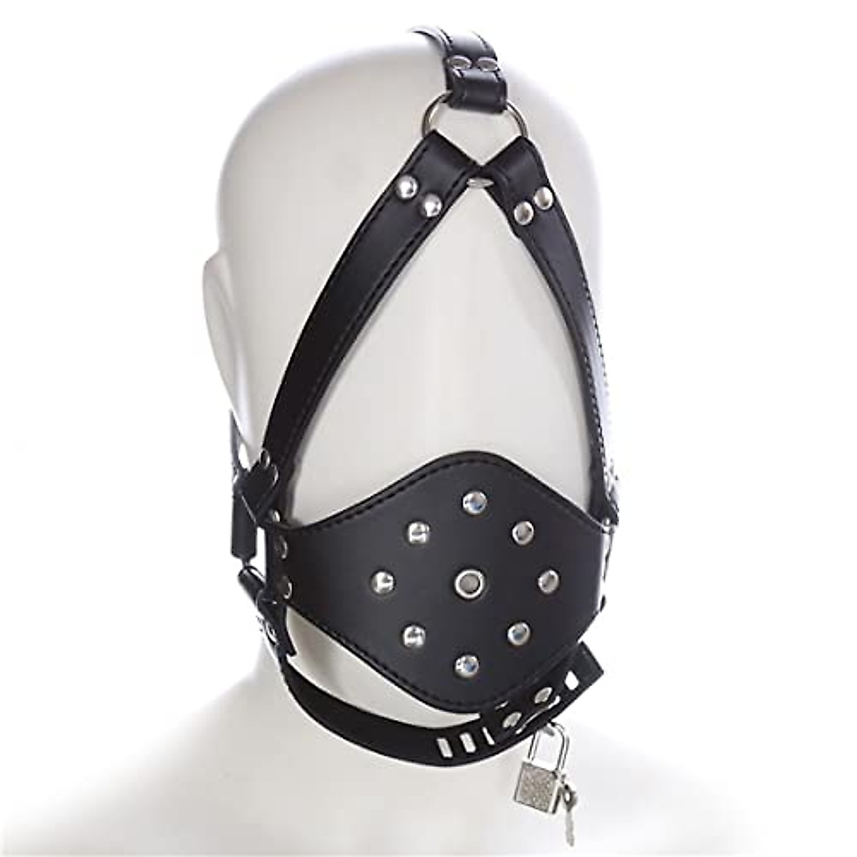 JCAKES Leather Head Harness Masks Sport Head Belts Cosplay Face Masks Rivet Mouth Masks