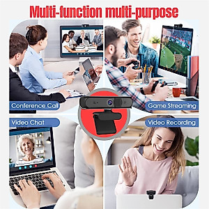 SYVI Webcam,HD 1080P Webcam USB Webcam Play and Plug Streaming Webcam Desktop and Laptop,for Video Call Streaming Meeting Gaming Online Classroom,Black