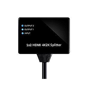 Monoprice Blackbird 4K 1x2 HDMI 2.0 Splitter | Pigtail, HDCP 2.2, 4K@60Hz, Gold Plated Connectors, HDMI Bus Powered (Compatible with PS4/5 Xbox Apple TV Fire Stick Roku Blu-Ray Player)