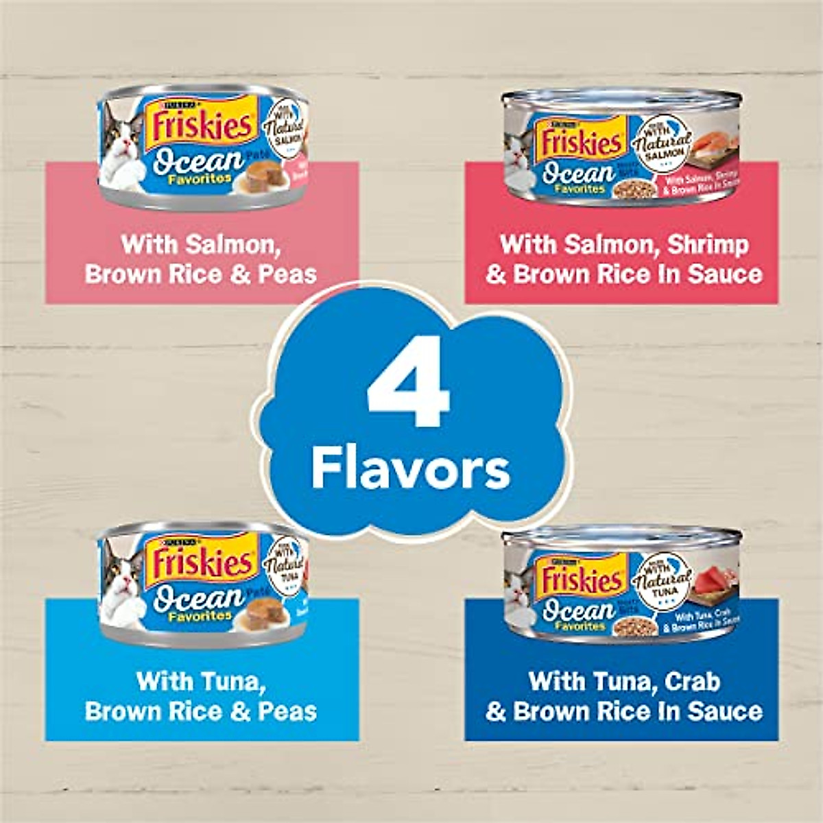 Purina Friskies Ocean Favorites Wet Cat Food Pate and Meaty Bits Variety Pack With Salmon and Tuna - (24) 5.5 oz. Cans