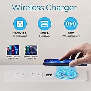 Rolanstar End Table with Wireless Charger, Sturdy Side Table with Charging Station and Drawer, 2 Tier Open Shelf and Large Storage, Bedside Table, Nightstand for Living Room, Bedroom