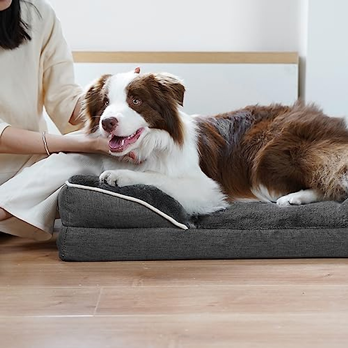 DogBaby Dog Beds for Large Medium Dogs, Washable Medium Dog Bed, Dog Couch Bed for Comfortable Sleep, Orthopedic Egg Foam Bolster Dog Bed with Removable Washable Cover and Nonskid Bottom, Pet Bed