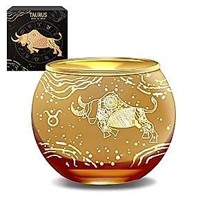 AOVILA Taurus Gifts for Women Gold Votive Candle Holder Tea Light Candle Holder with Tea Light Candle Gift Set for Zodiac Astrology Birthday Gifts Women Mother Home Decor Table Centerpiece