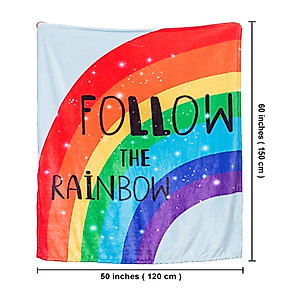 Zevrez Rainbow Blanket Super Soft Colorful Pride Throw Blanket for Girls Rainbows Gifts for Kids Rainbow Lovers Follow The Rainbow Flannel Fleece Girly Blanket (50"x60", 2)
