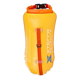 Xterra Wetsuits Swim Buoy Float – Swimming Safety Float Dry Bag for Open Water Swimmers and Training Triathletes, Kayaking, Snorkeling, Shallow Diving (PVC 15 Liter Orange)