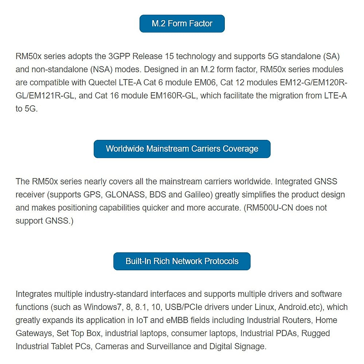 Waveshare Quectel 5G Sub-6 GHz Module Designed for IoT/EMBB Applications Industrial-Grade Modules Support DFOTA and Volte Functions-RM502Q-AE