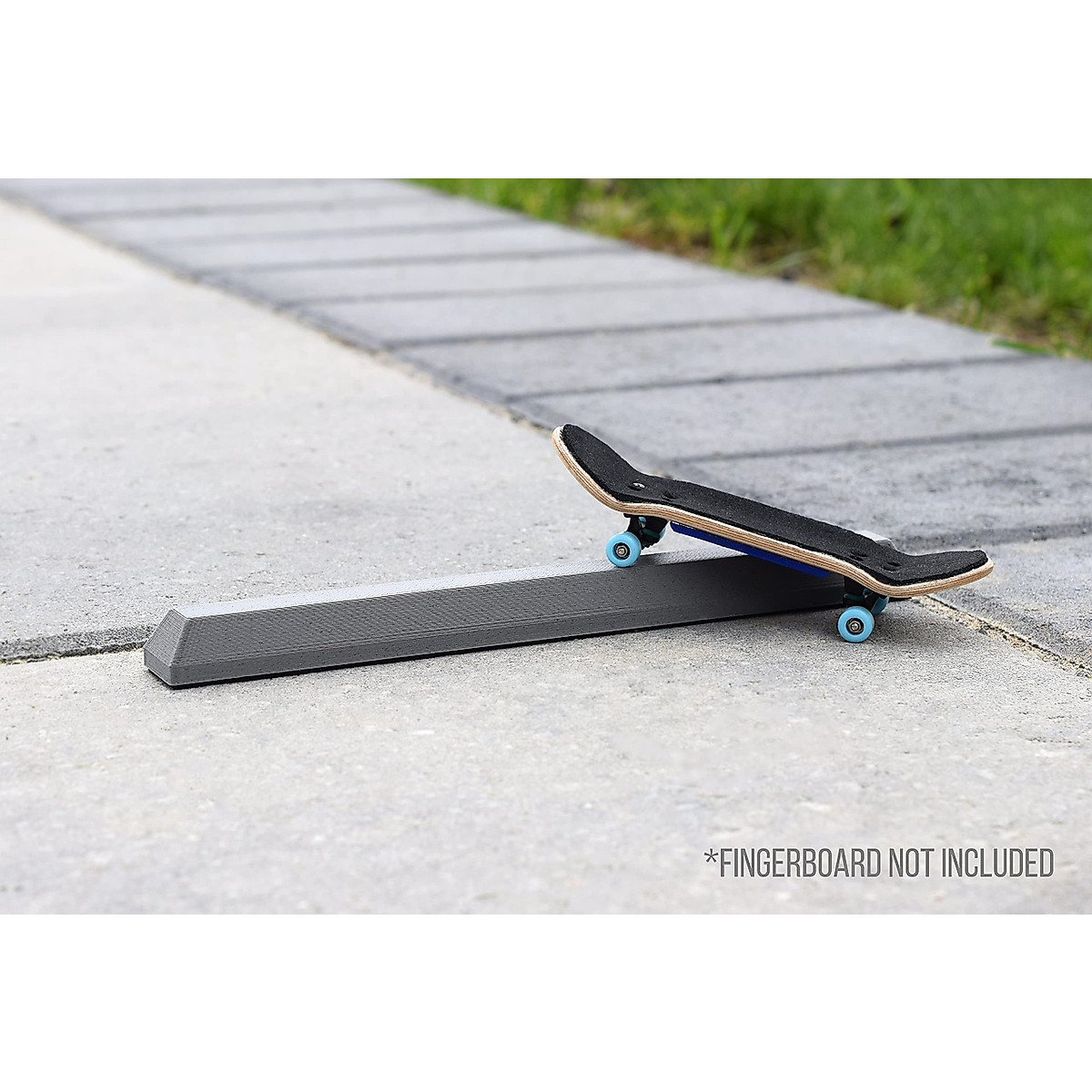Teak Tuning Fingerboard Straight Poly Ramp - 7" Straight Parking Curb in Concrete Grey Colorway