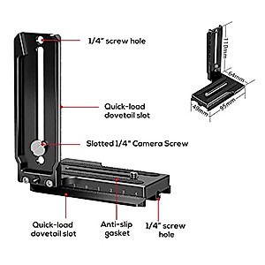 EaxanPic Aluminum L Bracket Vertical Horizontal Switching Quick Release Plate for DJI Ronin RS2 RSC2 Zhiyun Weebill-S Gimbal Stabilizer Tripod Monopod and SLRs