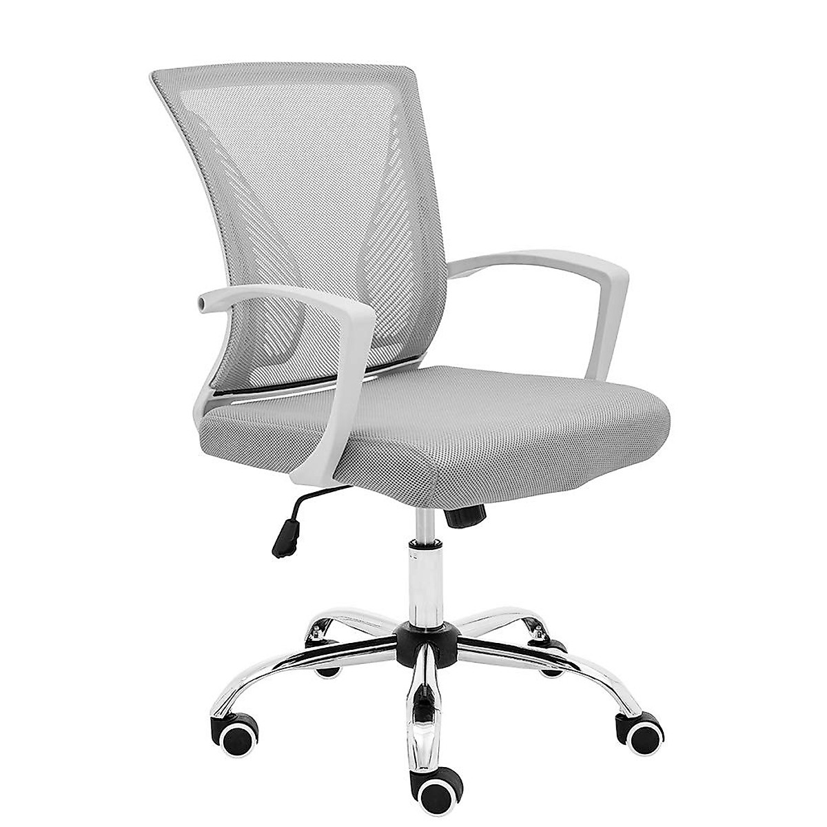 Modern Home Zuna Mid-Back Office Chair - White/Gray, 10.6D x 22.8W x 23.2H Inch