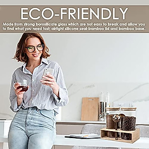 2 PCS Coffee Containers, Sealed Glass Containers with Spoon for Ground Coffee, Beans, Tea, Sugar, Nuts and Loose Tea Storage Jars 2x 45oz