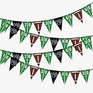 Doumeny 4 Pack Football Pennant Banner American Football Paper String Flag Sports Theme Party Banner Superbowl Paper Triangle Flag Game Day Paper Banner for Birthday Baby Shower Sport Club Party Decor