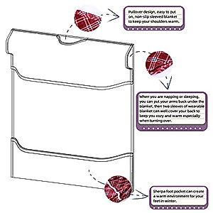 DaysU Flannel Wearable Blanket with Pullover Closure, Sleeves and 17 Inches Sherpa Foot Pocket for Adults, Women and Men (Vintage Plaid)