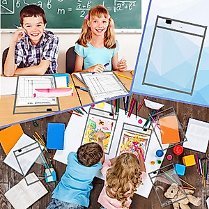 Seajan 120 Pcs Clear Dry Erase Pockets Plastic Sleeves for Paper 14 x 10 Inch Reusable Document Holder Shop Ticket Holders Dry Erase Pocket Organizer Teacher Supplies for Classroom (Gray)