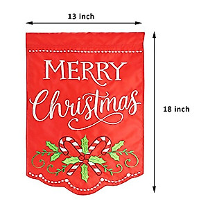 LAYOER Home Garden Flag 12 x 18 Inch Decorative Applique Embroidered Merry Christmas Candy Cane