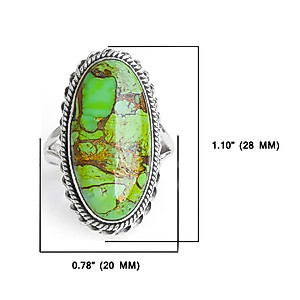 YoTreasure Green Copper Turquoise Ring Solid 925 Sterling Silver Jewelry